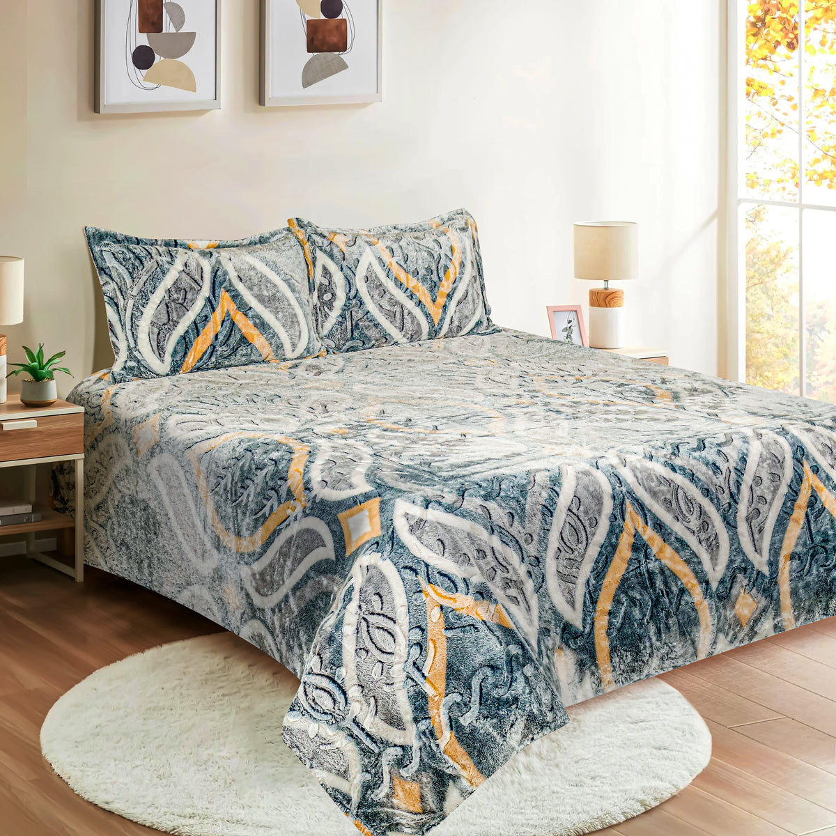 Sizzle Winter Double Bed Sheet- Blue Ocean Drop – Signature Home Official