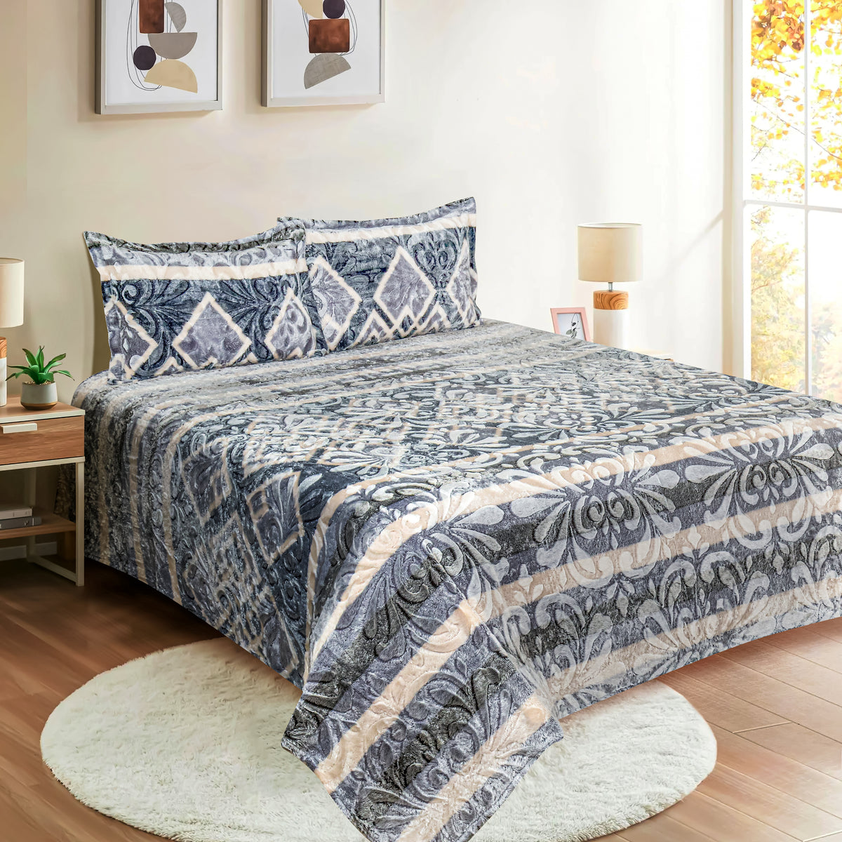 Sizzle Winter Double Bed Sheet- Neon Navy Blue – Signature Home Official