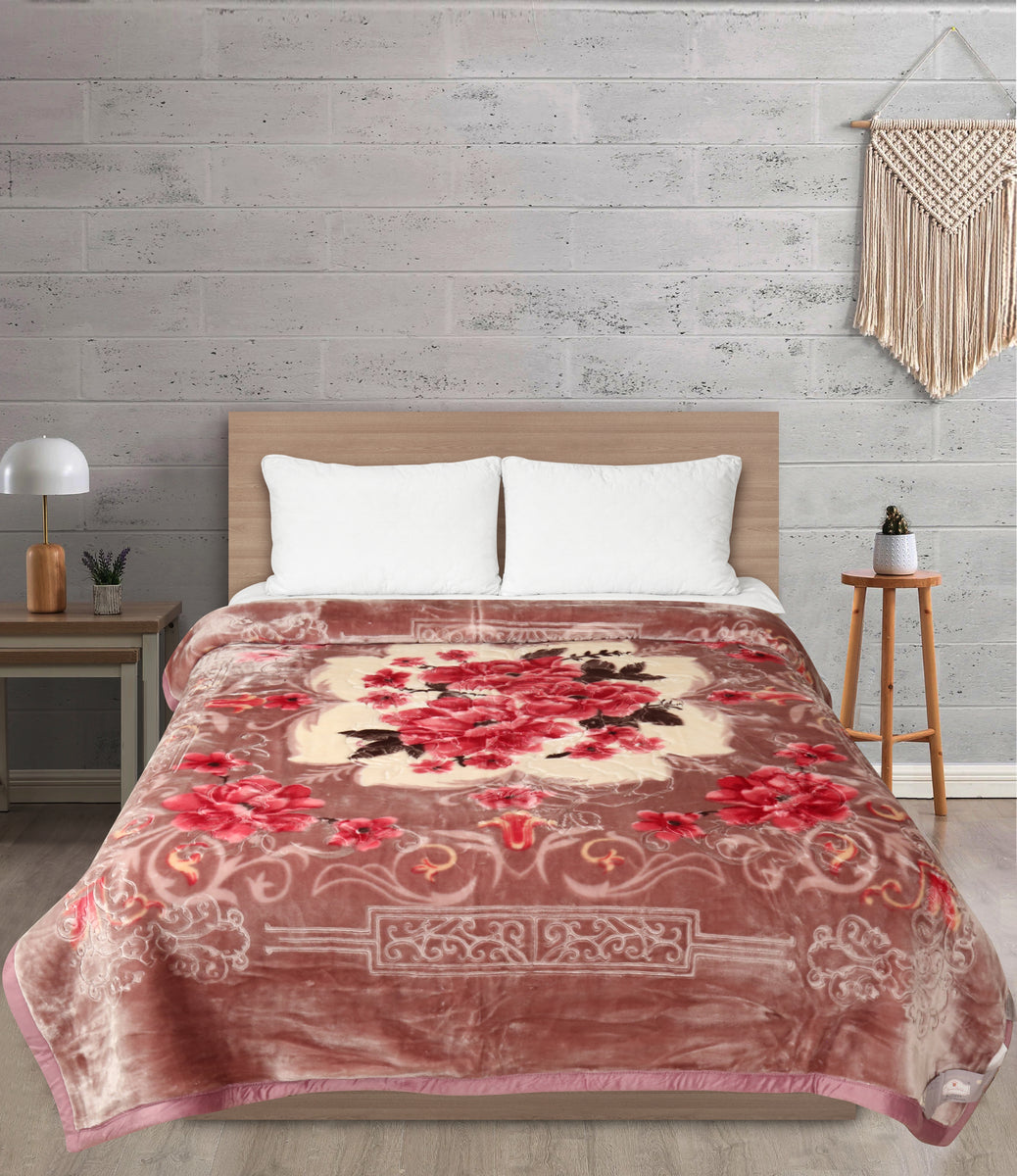 Comfy Gold Double Bed Double Layered: Crimson Velvet – Signature Home ...